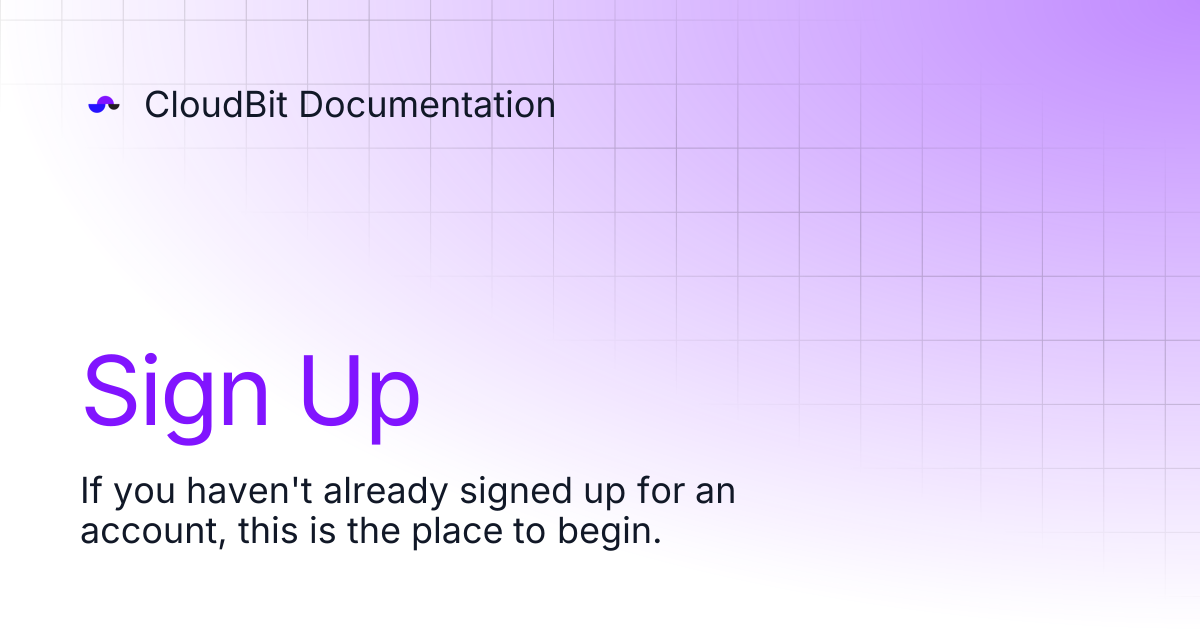 Sign Up | CloudBit Documentation