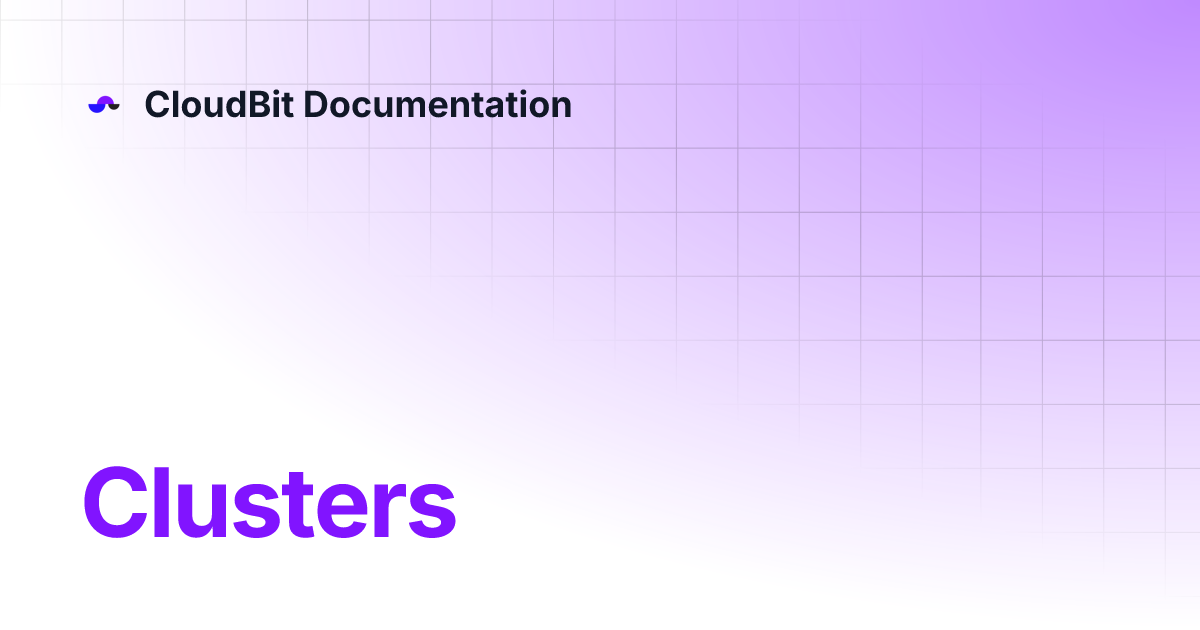 Clusters | CloudBit Documentation