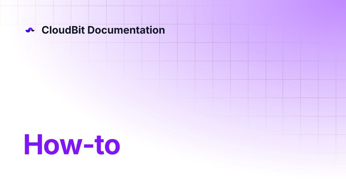 How-to | CloudBit Documentation